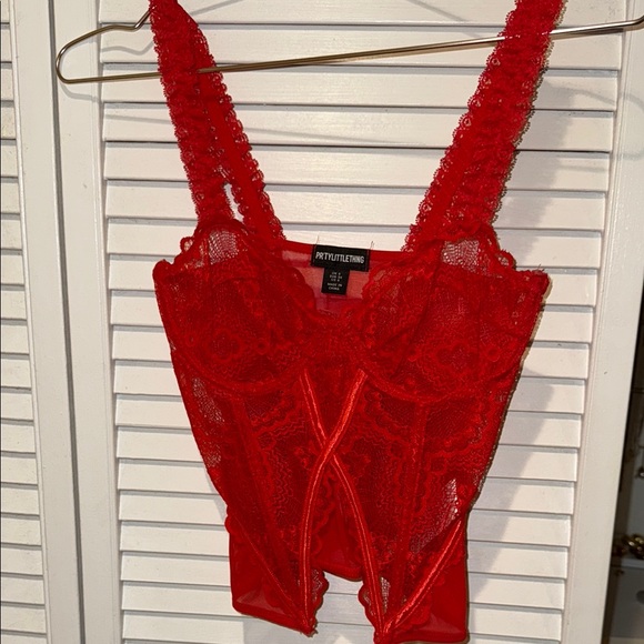 PrettyLittleThing | Tops | Prettylittlething Red Lace Corset Top | Poshmark